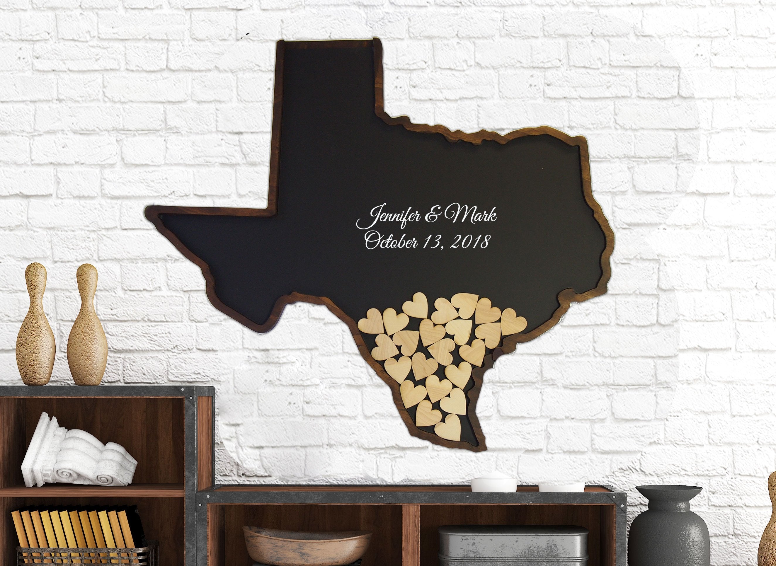 Texas Shaped Wood Frame | Texas Wedding Guest Book – Meaningful Frames